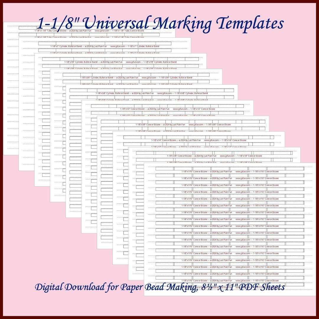 1-1/8" Universal Paper Bead Sheet Marking Templates to Make 1-1/8" Long ...