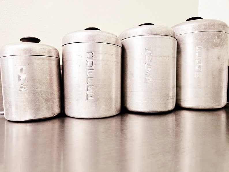 Set of 4 - Vintage Tin Containers - Etsy