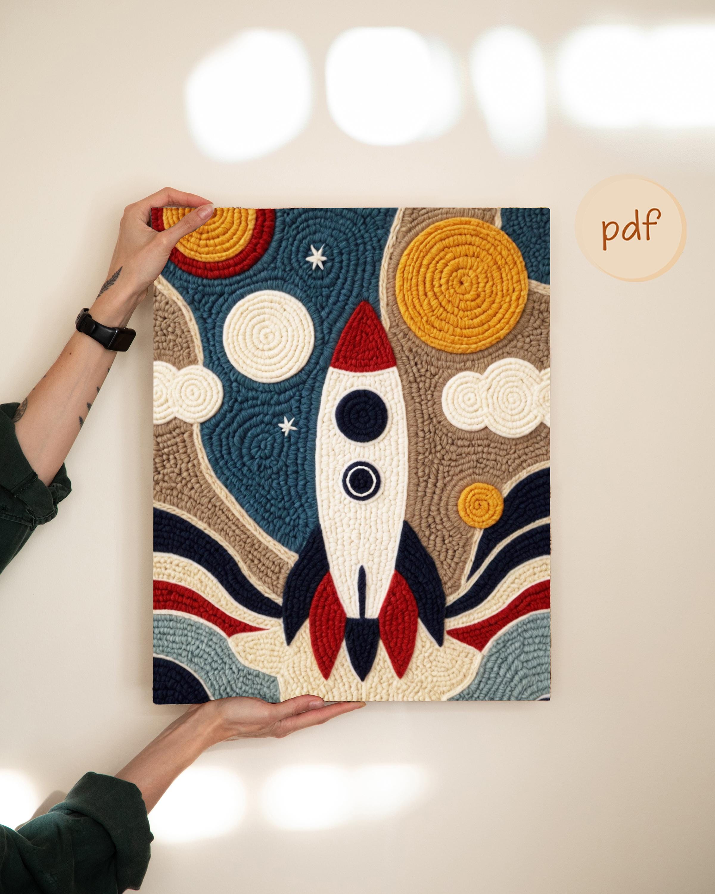 Rocket Punch Needle Pattern PDF – DIY Space Nursery Wall Art, Rug ...