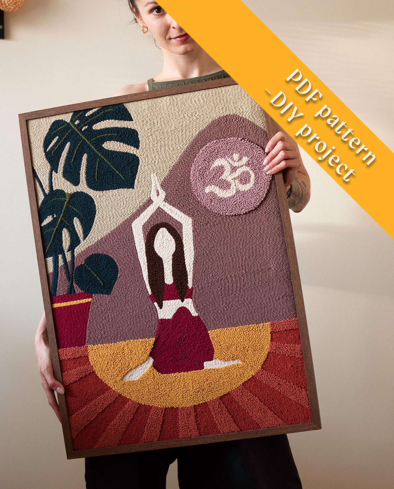 Yoga Punch Needle Pattern, Meditation Wall Art, Zen Home Decor ...