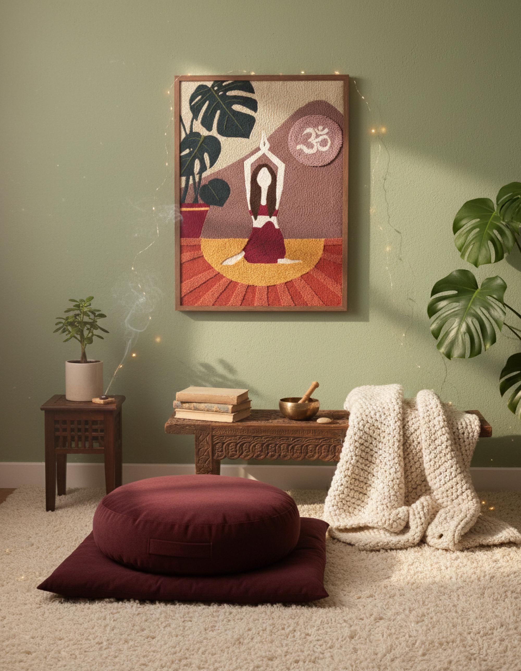 Yoga Punch Needle Pattern, Meditation Wall Art, Zen Home Decor ...