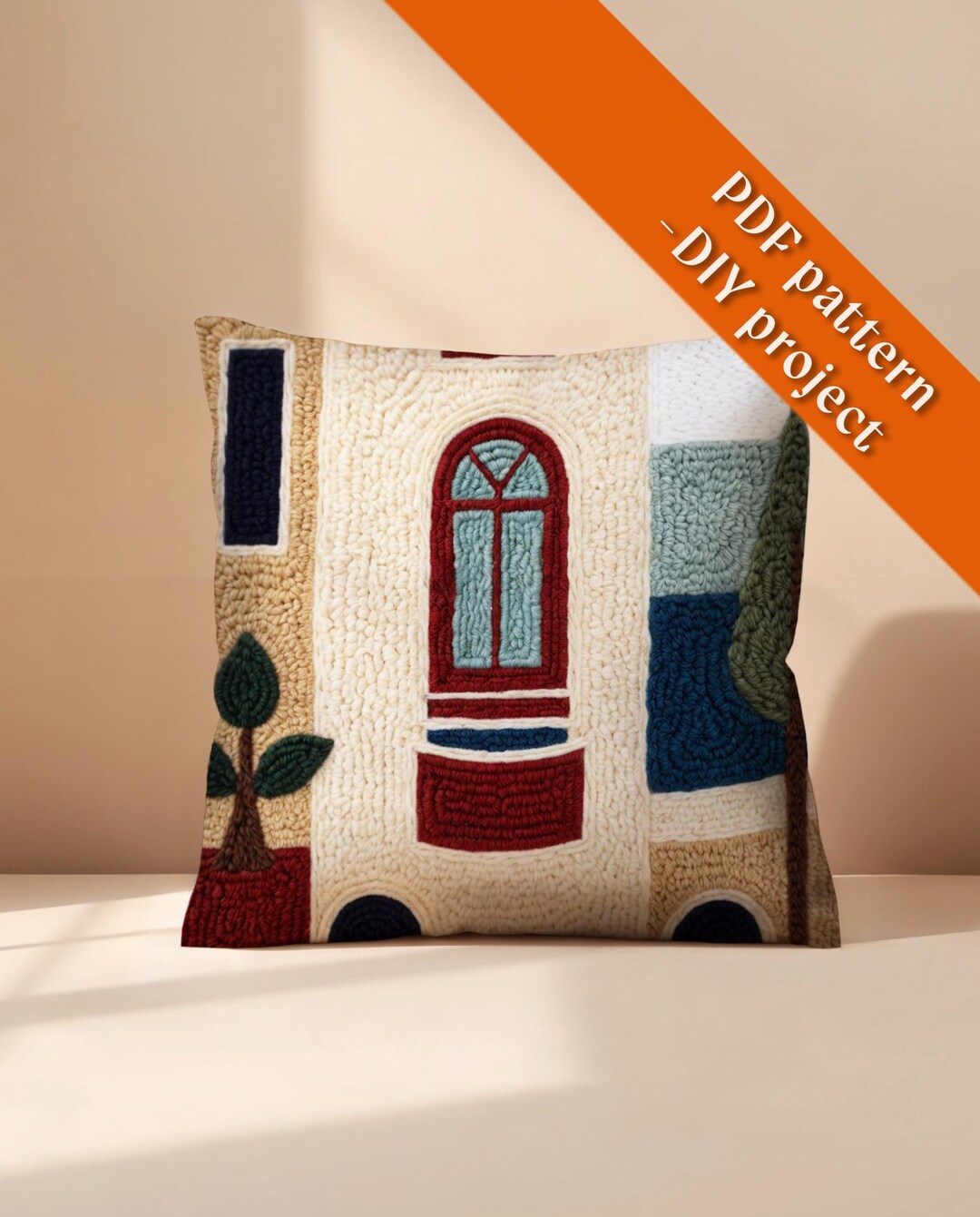 Mediterranean House Punch Needle Pattern – Rustic Coastal Pattern ...