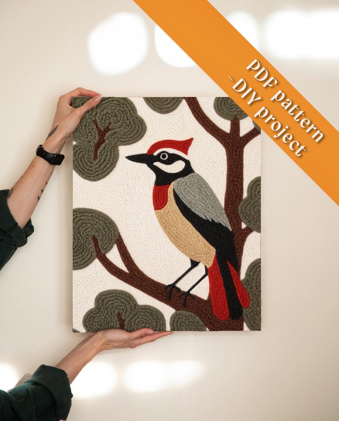 Woodpecker Punch Needle Pattern: Forest Nursery Decor (PDF Downloadable ...