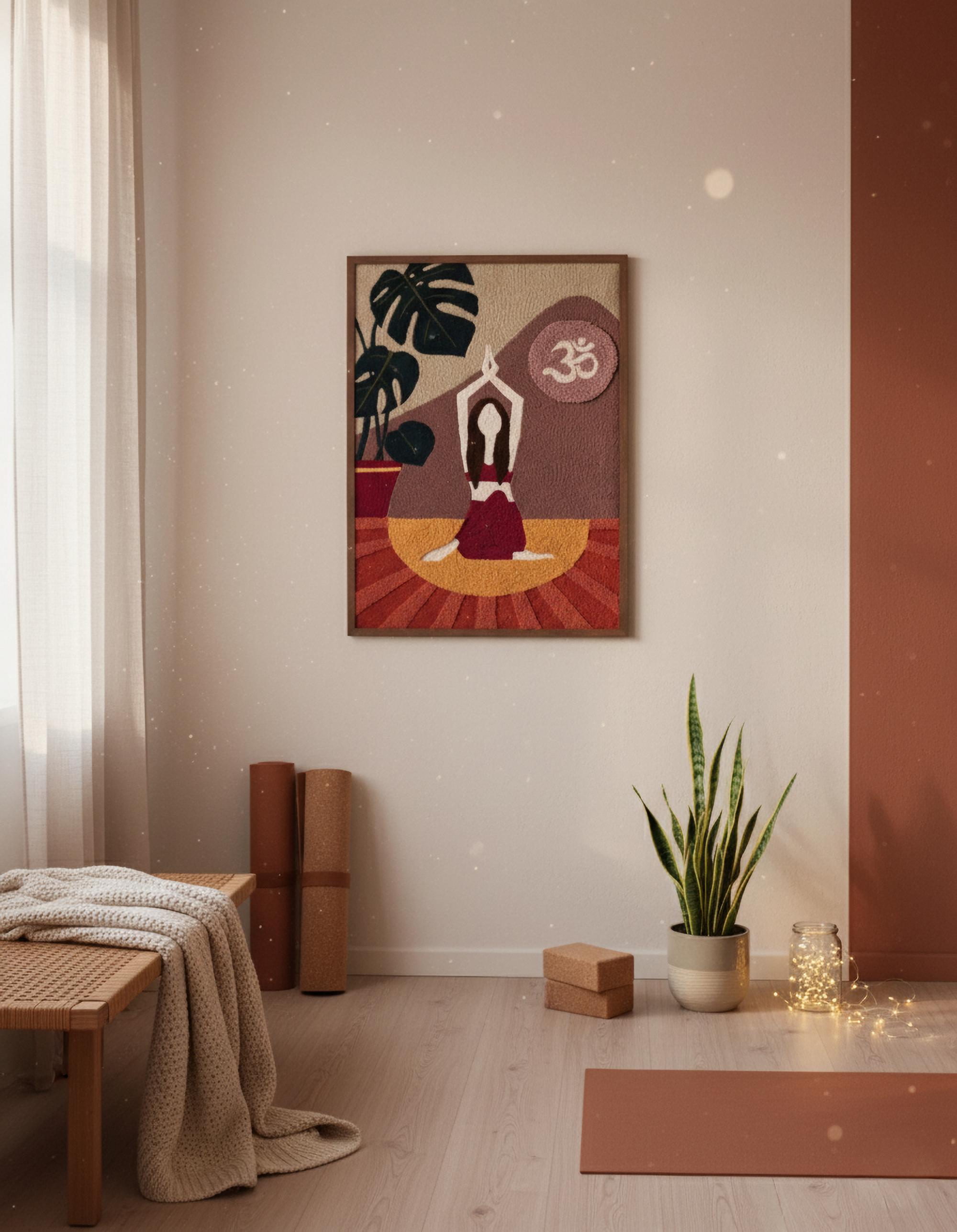 Yoga Punch Needle Pattern, Meditation Wall Art, Zen Home Decor ...