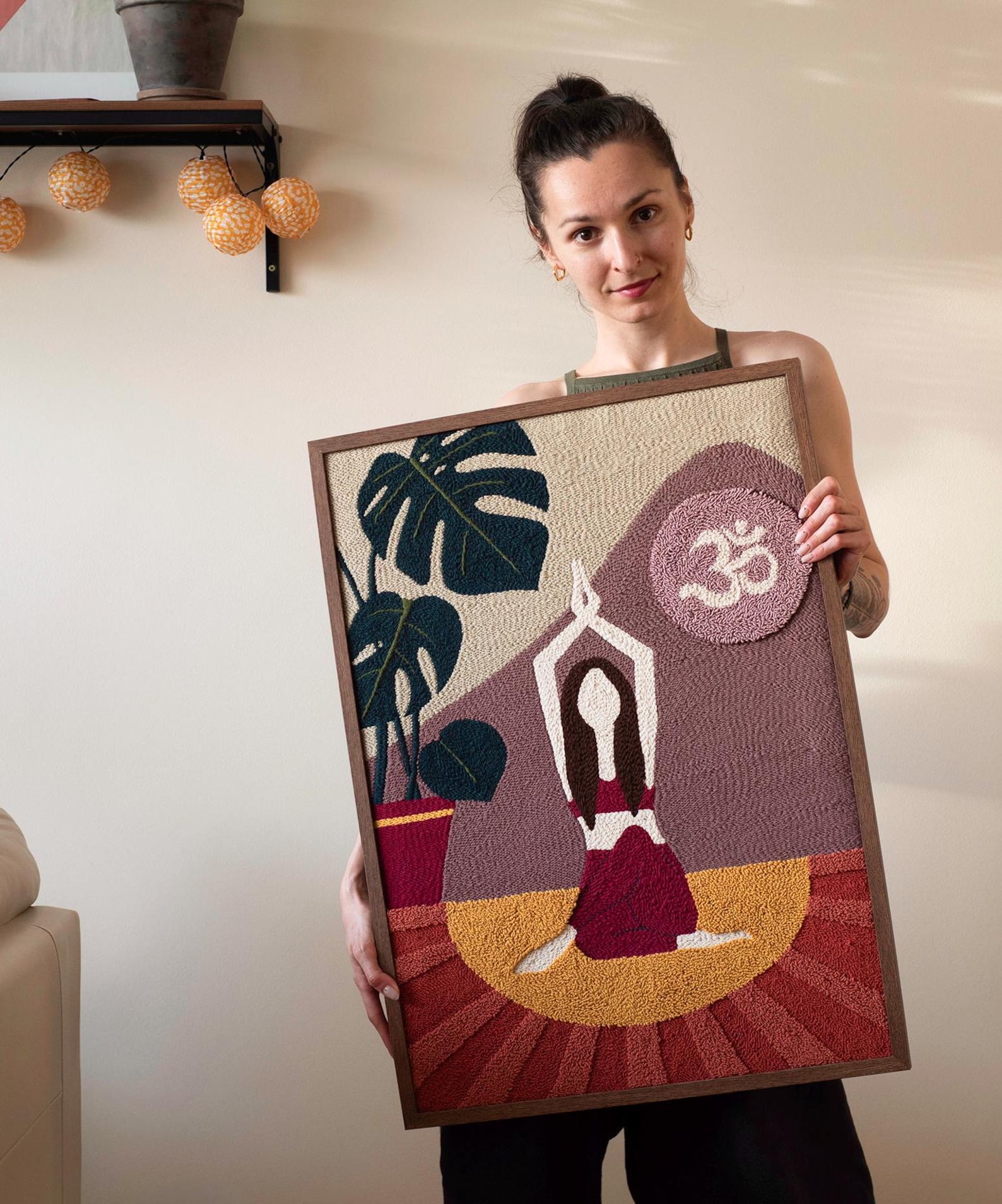 Yoga Punch Needle Pattern, Meditation Wall Art, Zen Home Decor ...
