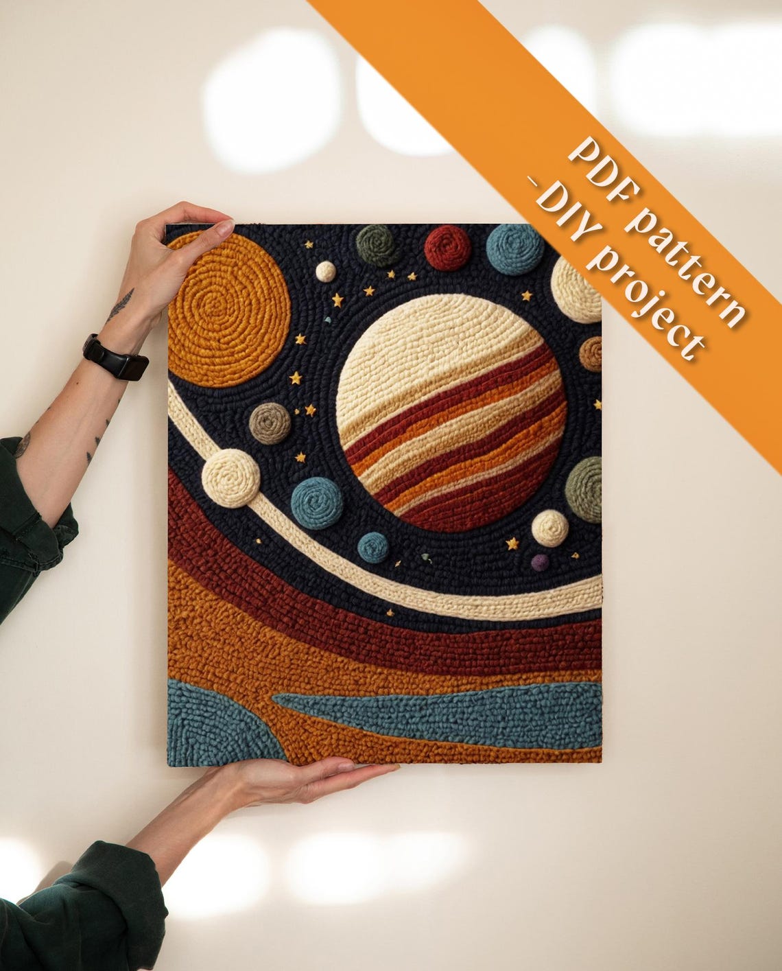 Solar System Punch Needle Pattern, Space Nursery Decor, Planets Wall ...