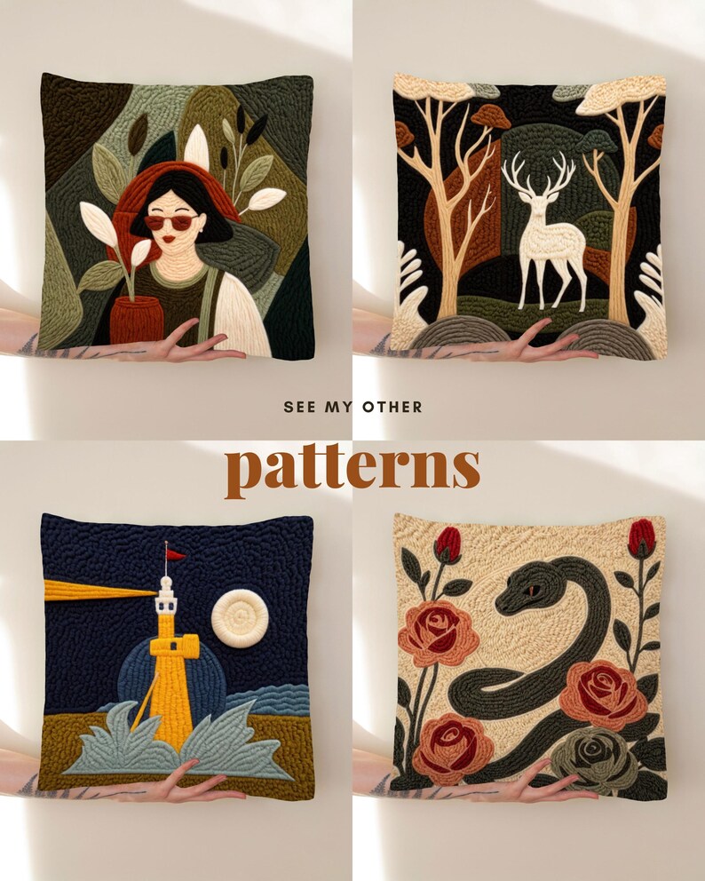 Modern Butterfly Punch Needle Pattern, Graphic Wall Art Pattern, Pop ...