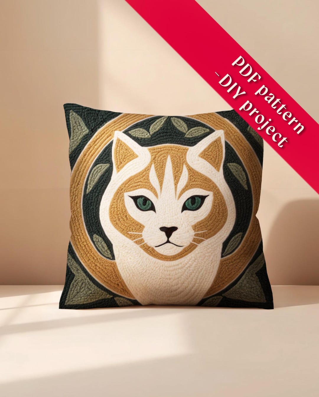 Cat Punch Needle Pattern PDF – Art Nouveau – DIY Tapestry Wall Hanging ...
