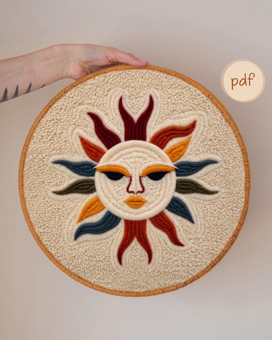 Punch Needle Embroidery Pattern, Template, Digital PDF Pattern - Sun - Etsy