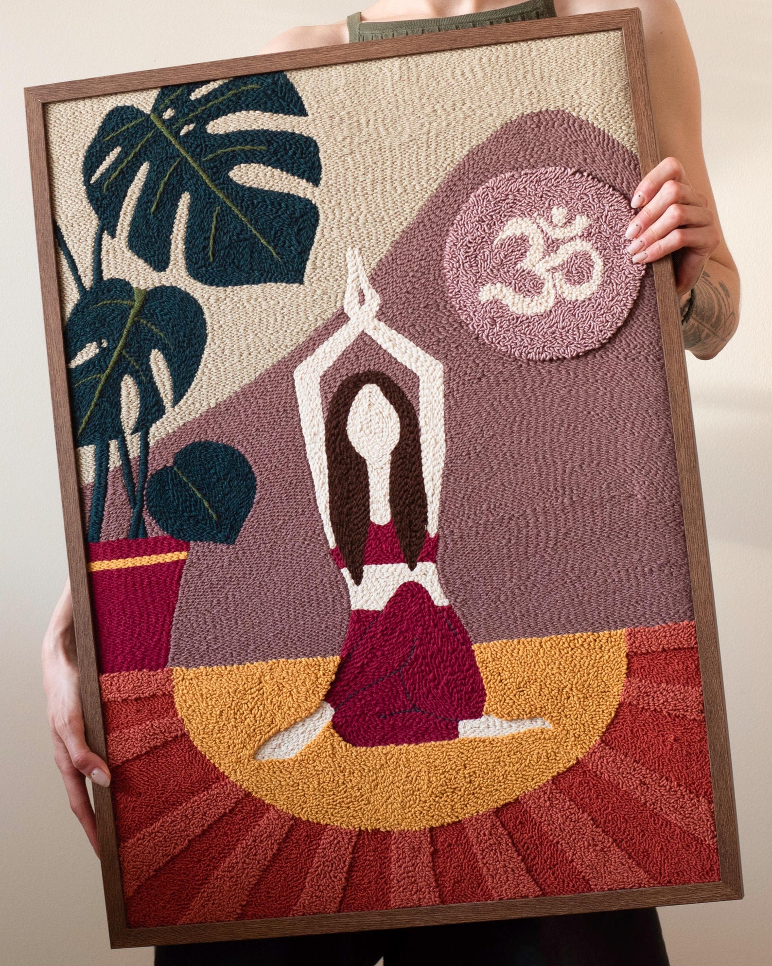 Yoga Punch Needle Pattern, Meditation Wall Art, Zen Home Decor ...