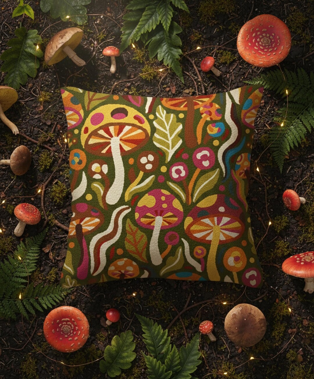 Retro Mushroom Punch Needle & Embroidery Pattern | 70s Psychedelic ...