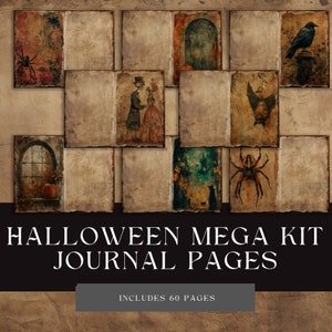 Huge Set of 60 Spooky Halloween Junk Journal Pages Printable Vintage ...