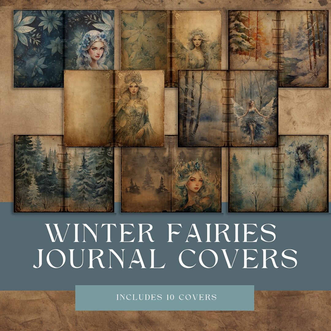 10 X Winter Fairy Junk Journal Covers Printable Ephemera Paper Craft ...