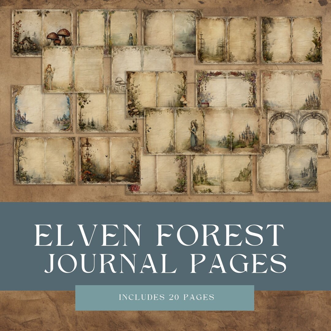 Elven Forest Journal Digital Paper, 20 Digital Journal Pages, Printable ...