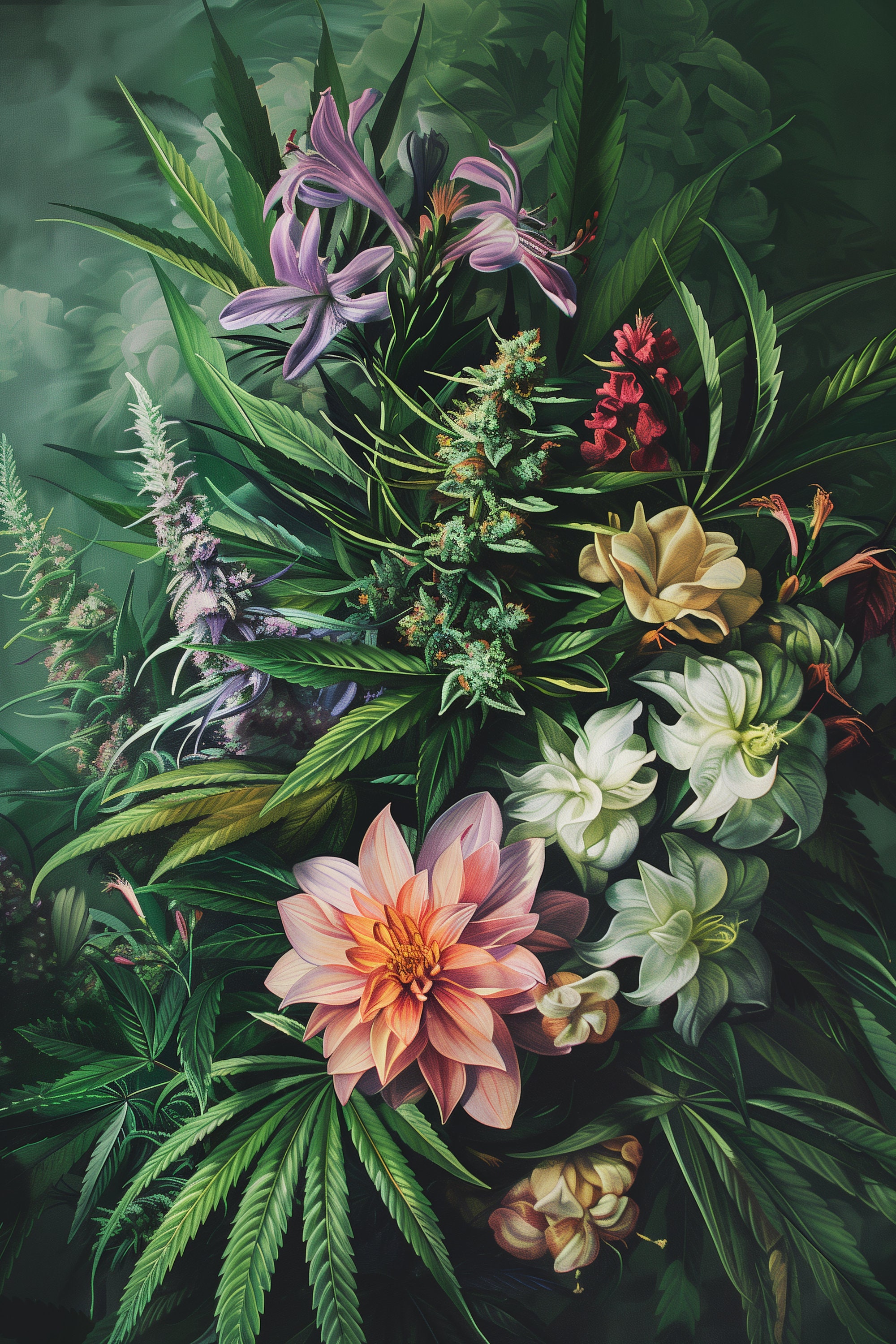 Cannabis Garden Delight printable, Digital Print, AI Art, Cannabis Art ...