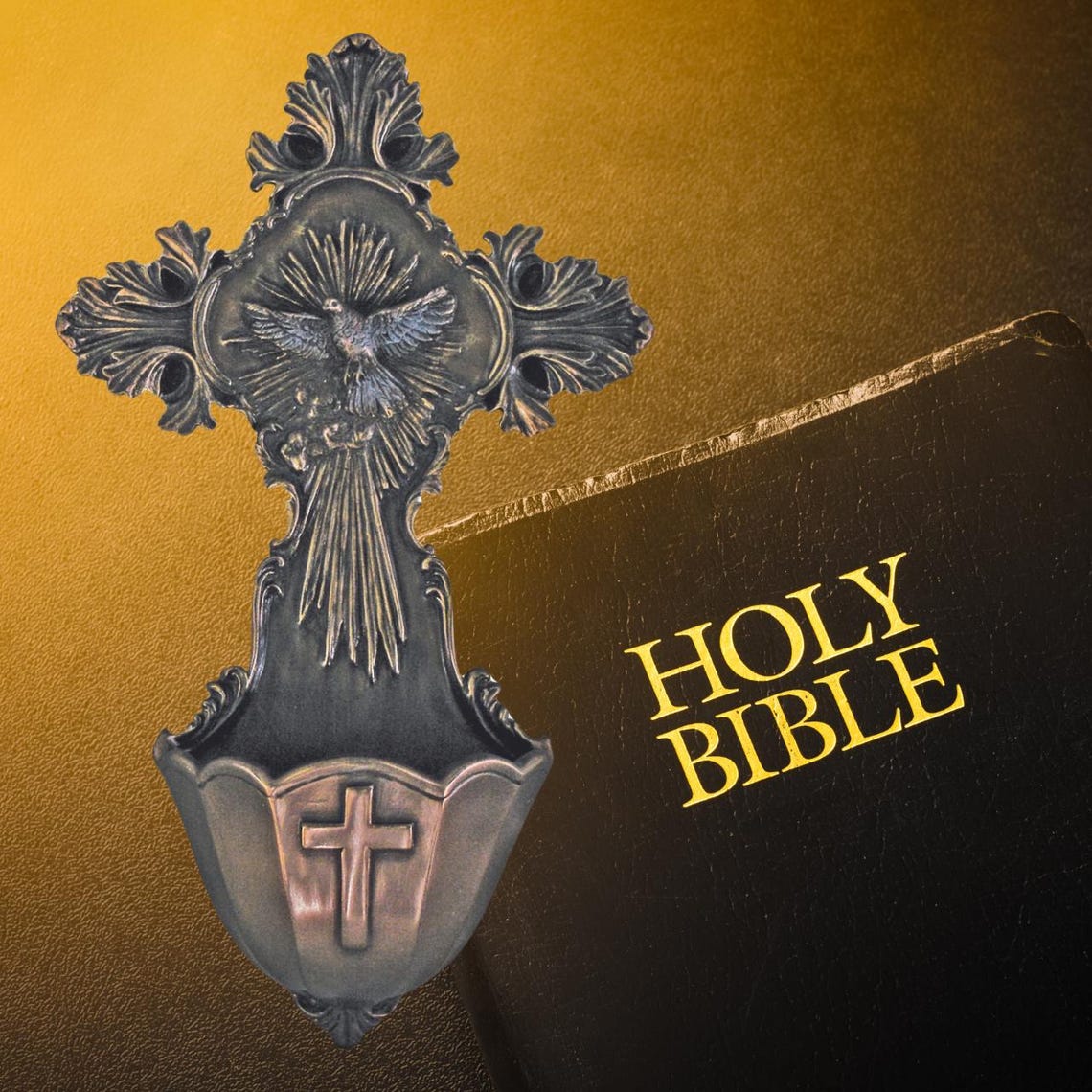 Holy Spirit Holy Water Font Made From Cold Cast Bronze - Etsy