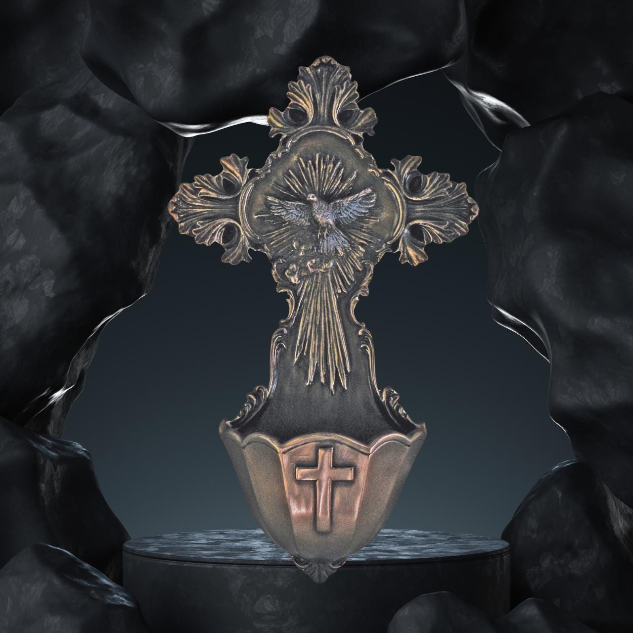 Holy Spirit Holy Water Font Made From Cold Cast Bronze - Etsy