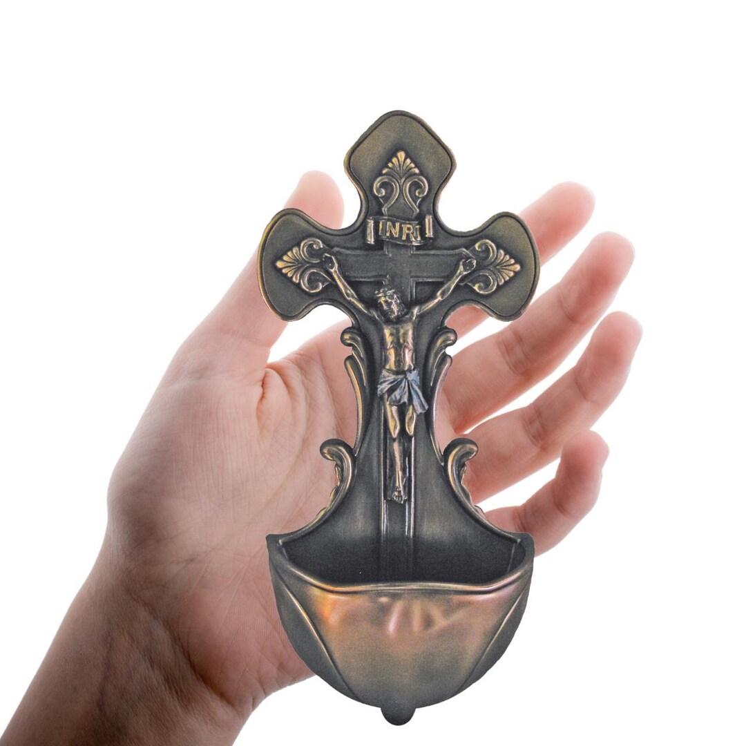 Holy Cross Holy Water Font Made From Cold Cast Bronze - Etsy