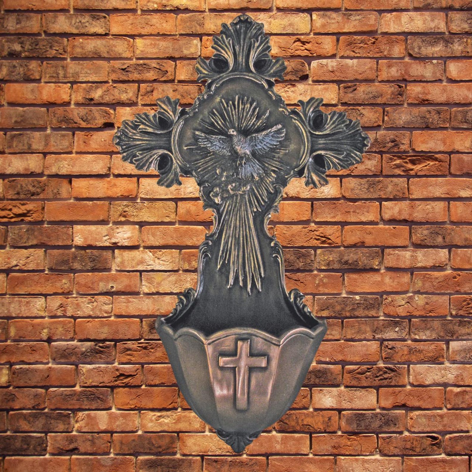 Holy Spirit Holy Water Font Made From Cold Cast Bronze - Etsy