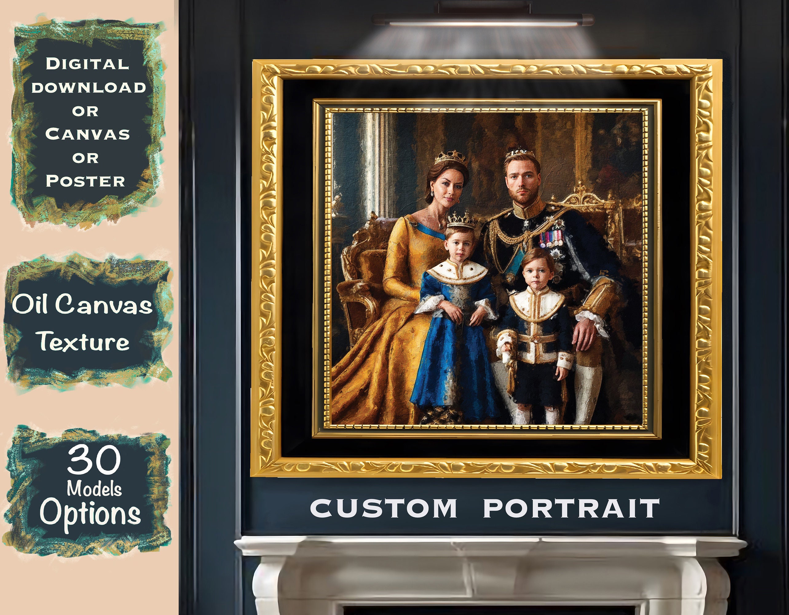 Custom Royal Family Portrait From Photo, Oil Portrait Painting, Gift ...