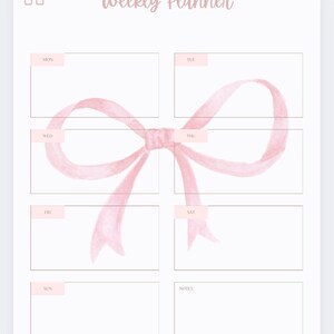 Pink Bow Undated Planner With Monthly Vision Boards, Daily, Weekly ...