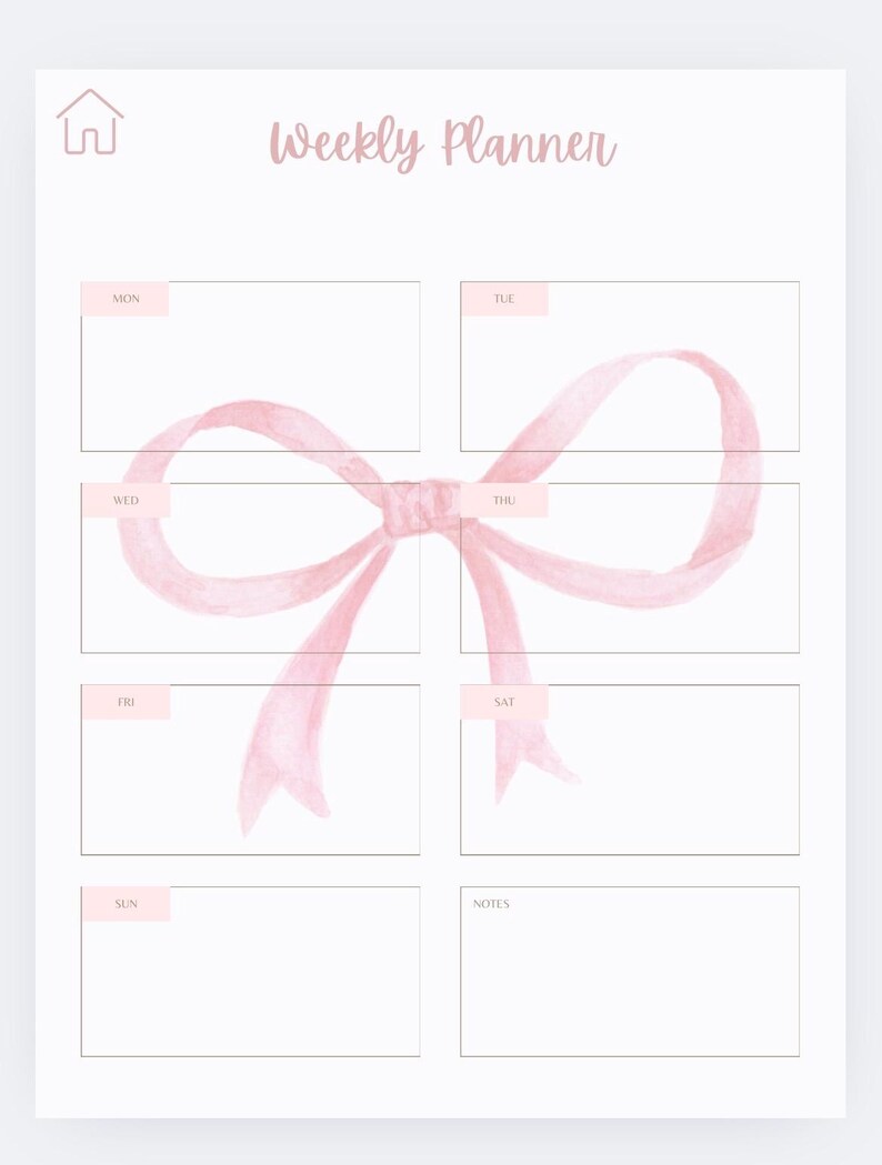 Pink Bow Undated Planner With Monthly Vision Boards, Daily, Weekly ...