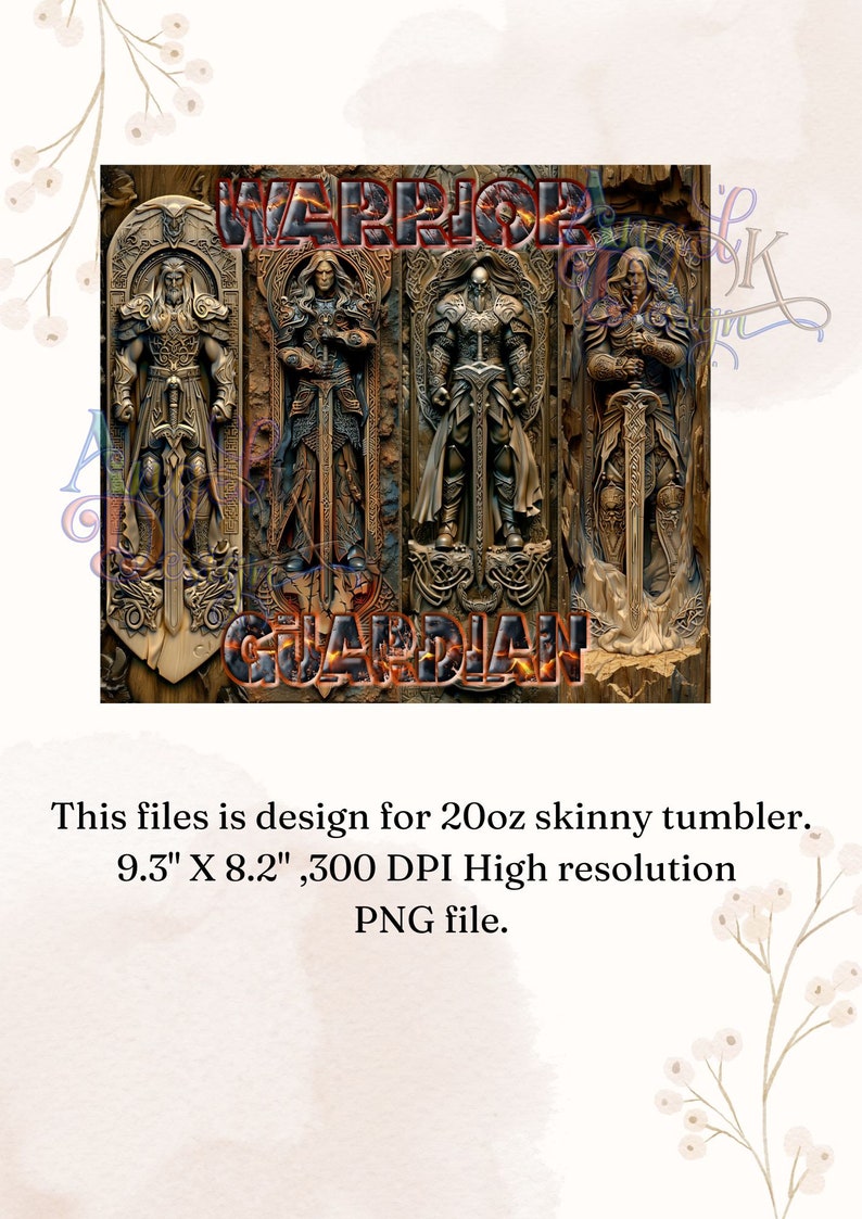 Armoured Warrior 20oz Straight Sublimation Tumbler Wrap, Knight Design ...