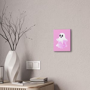 Pink Ghost and Flower Ghost Painting Ghost Flower Poster Spooky Wall ...