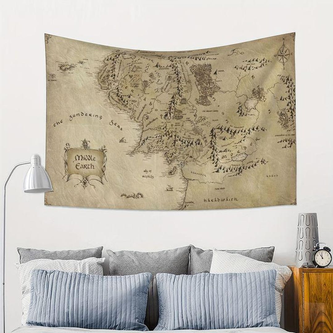 Lord of the Rings Middle Earth Map Wall Hanging,living Room Decor,extra ...