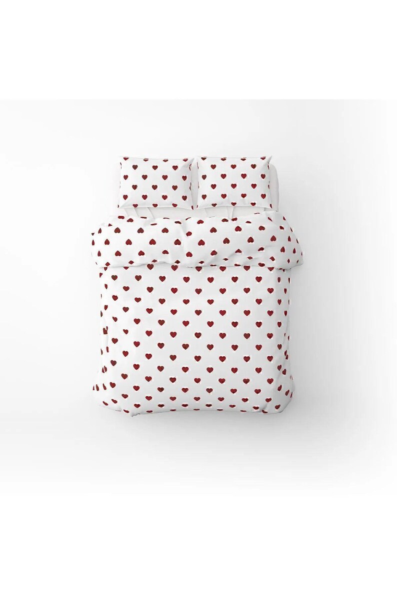 Romantic Red Heart Patterned Duvet Cover Set,2 People Bedding Set,soft ...