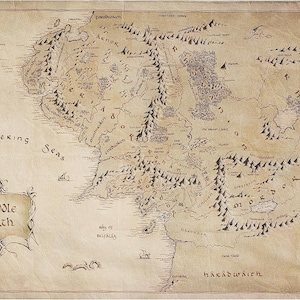 Lord of the Rings Middle Earth Map Wall Hanging,living Room Decor,extra ...