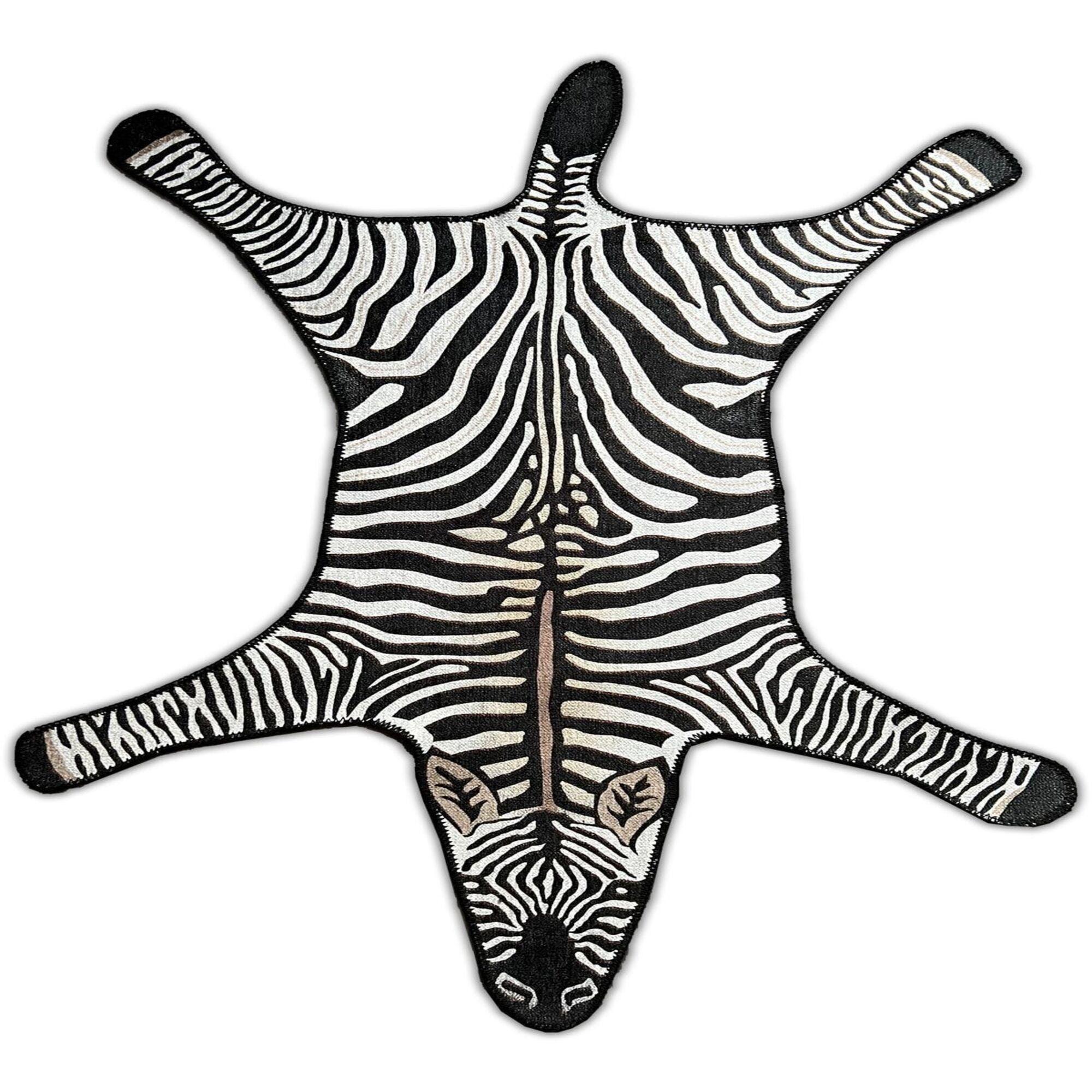 Safari Style Zebra Print Rug, Animal Shaped Floor Mat, Faux Zebra Skin ...