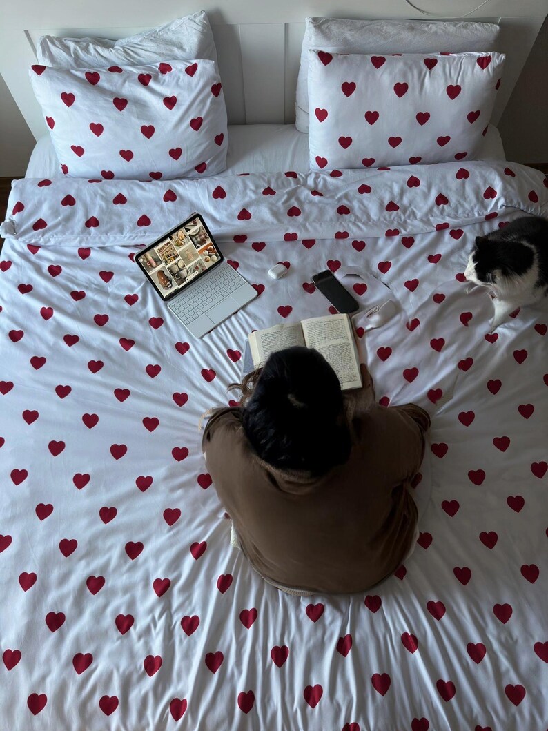 Romantic Red Heart Patterned Duvet Cover Set,2 People Bedding Set,soft ...