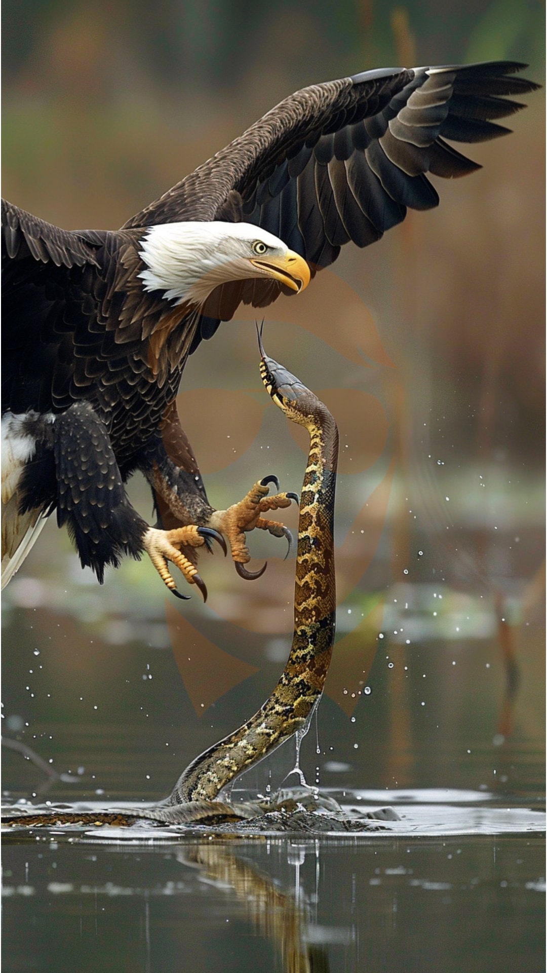 Bundle Phone Digital Wallpaper Eagle Catching a Fish - Etsy