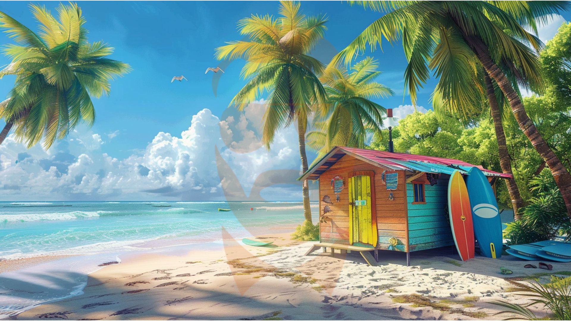 Bundle Pc/tablet Digital Wallpaper Hut on Beach - Etsy