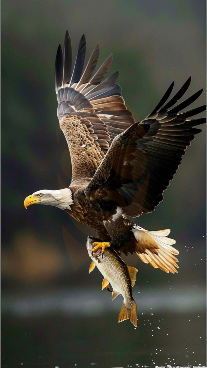 Bundle Phone Digital Wallpaper Eagle Catching a Fish - Etsy