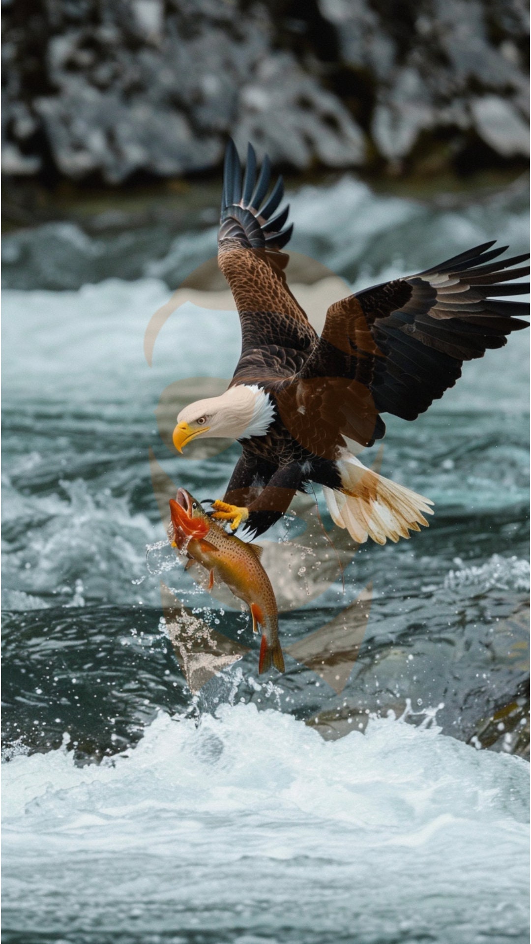 Bundle Phone Digital Wallpaper Eagle Catching a Fish - Etsy