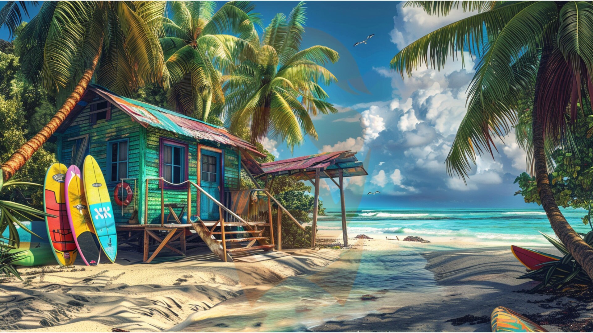 Bundle Pc/tablet Digital Wallpaper Hut on Beach - Etsy
