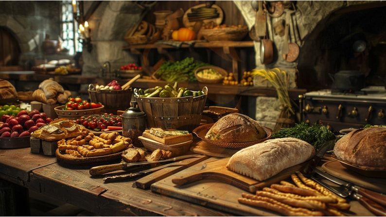 Bundle Pc/tablet Digital Wallpapers Medieval Kitchens - Etsy