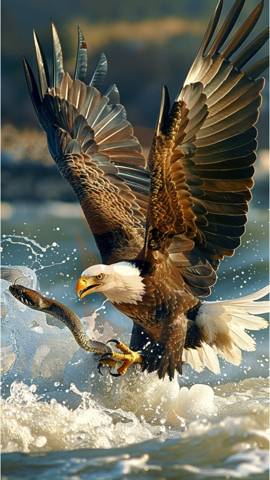 Bundle Phone Digital Wallpaper Eagle Catching a Fish - Etsy