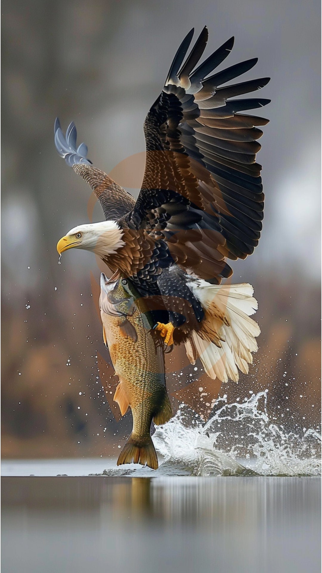 Bundle Phone Digital Wallpaper Eagle Catching a Fish - Etsy