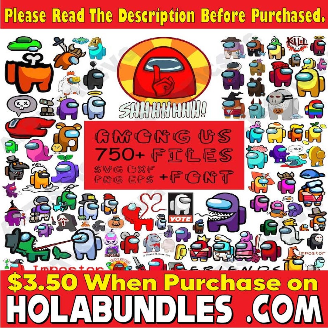 Among Us Svg Bundle Layered Items, Clipart, Game Impasta Characters ...