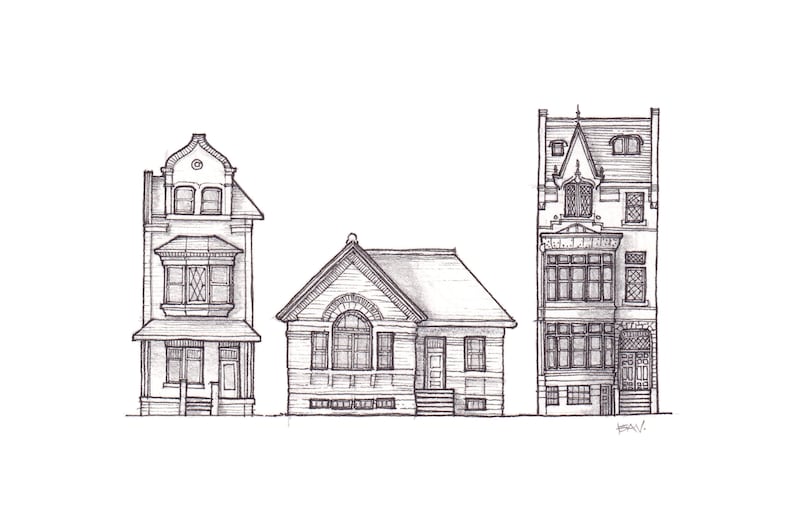 Architectural Illustration: Victorian Masonry Facades | 3.5"x5" - Etsy