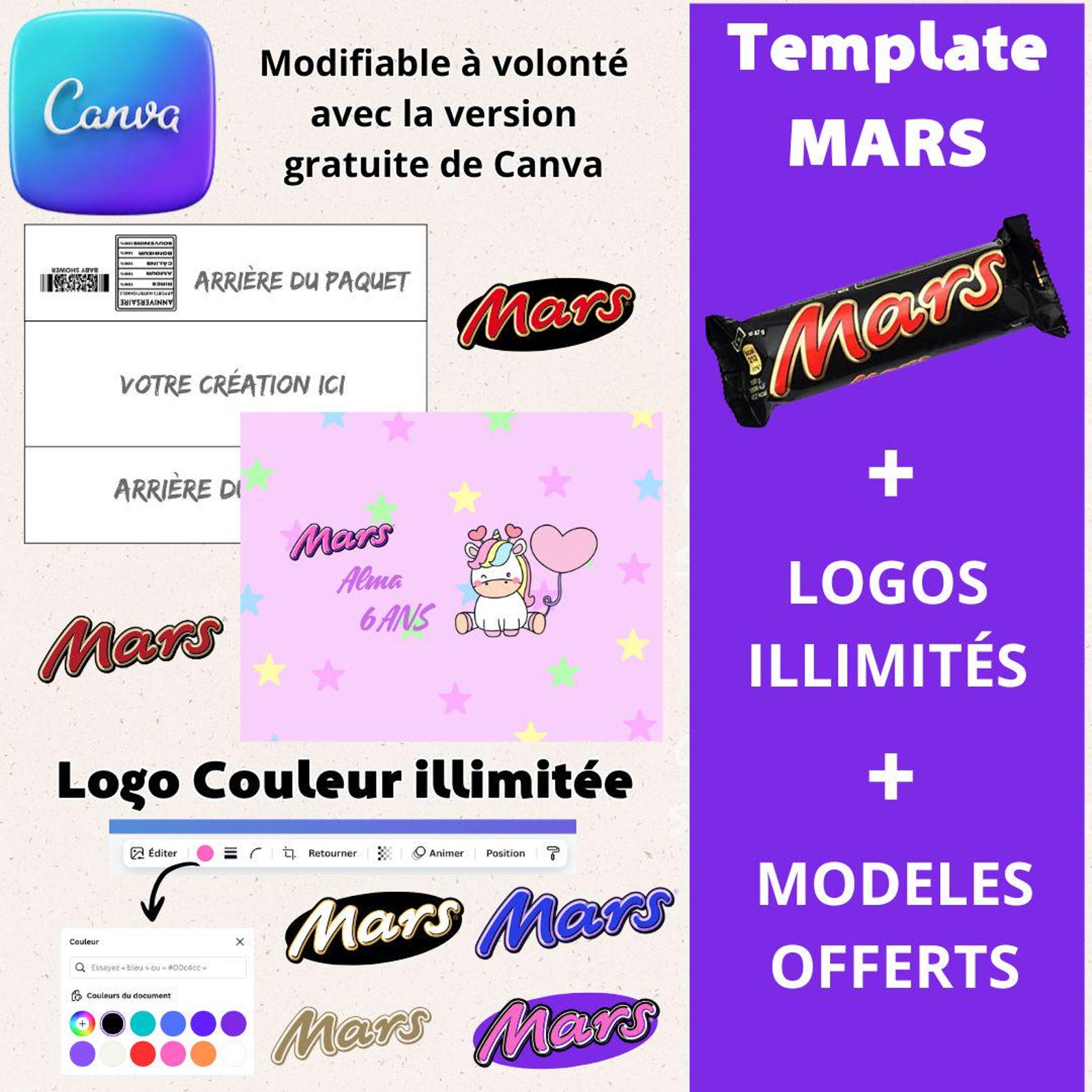DOWNLOAD Template Bundle Mars Chocolate Bar Editable Template on Canva ...