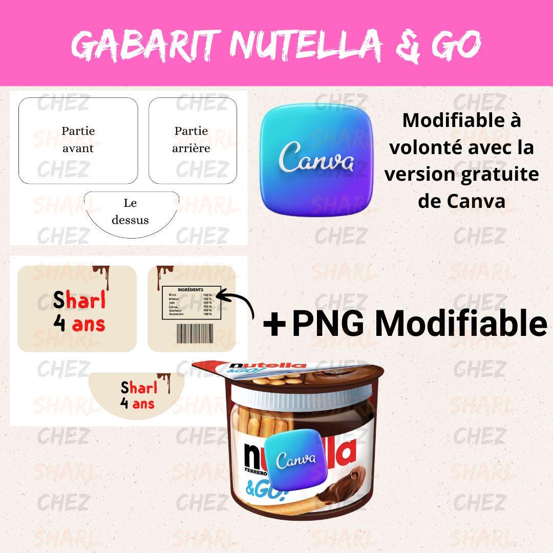 DOWNLOAD Template NUTELLA&GO Blank Editable Template on Canva Personalized Children's Party ...
