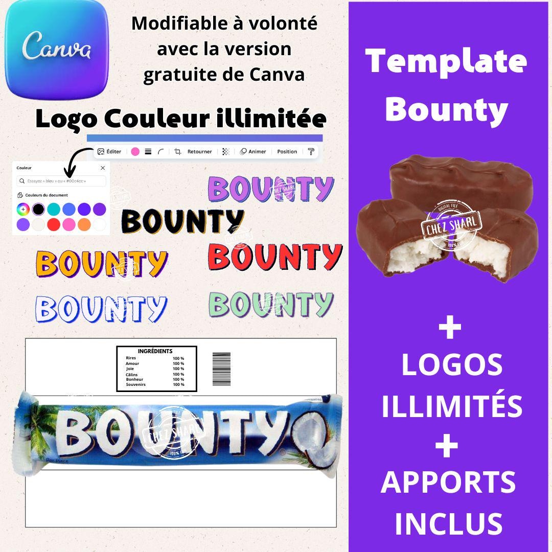 DOWNLOAD Canva Template Bundle for Coconut Chocolate Bar Packaging ...