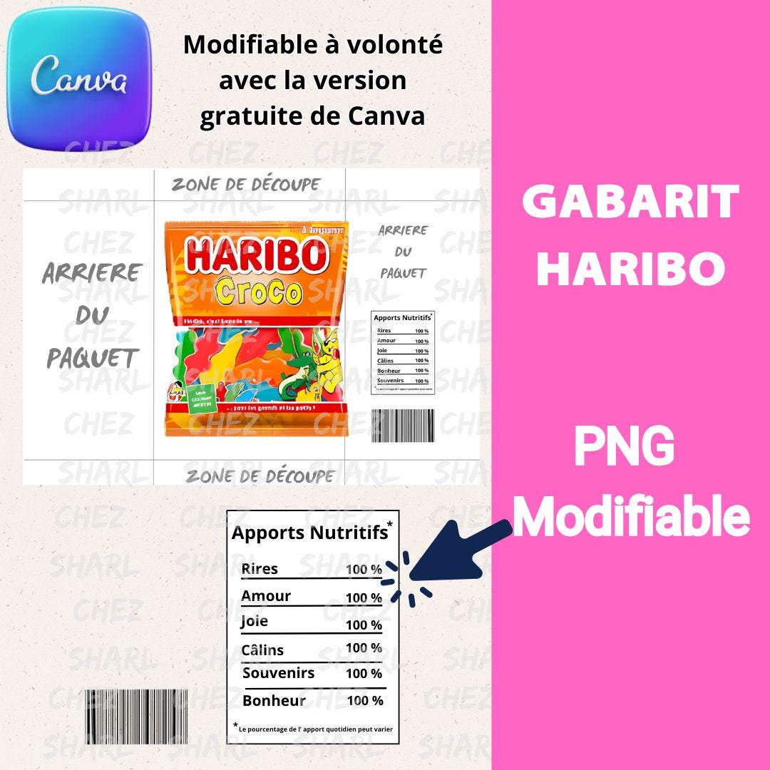 TÉLÉCHARGEMENT Template Bonbons HARIBO vierge modèle modifiable sur ...
