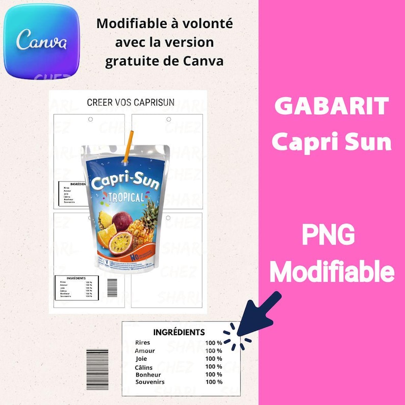 DOWNLOAD Template CAPRI SUN Blank Editable Template on Canva Fruit ...