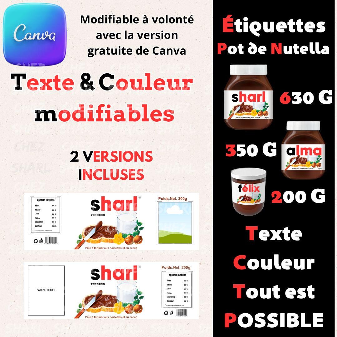 DOWNLOAD Editable Nutella Label Template Canva Personalized Gift Funny ...