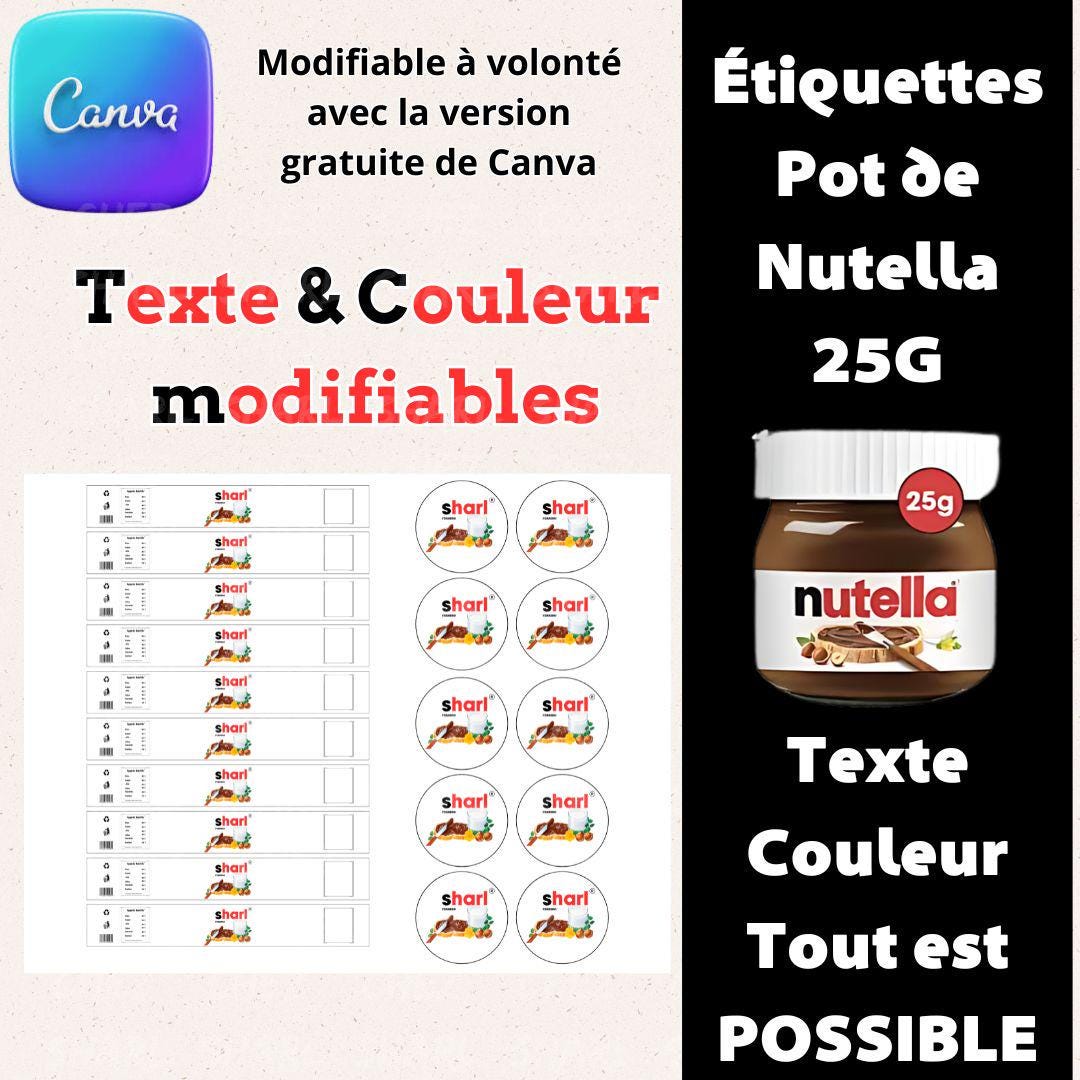 DOWNLOAD Editable Nutella Label Template Canva Personalized Gift Funny ...